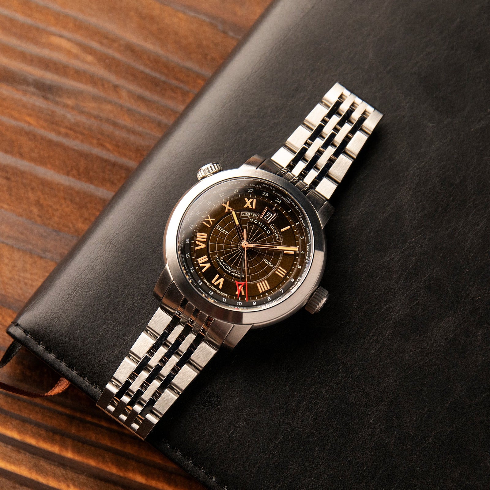 Schild Heinrich Swiss automatic GMT Chocolate Rose Men's Watch SC-1004