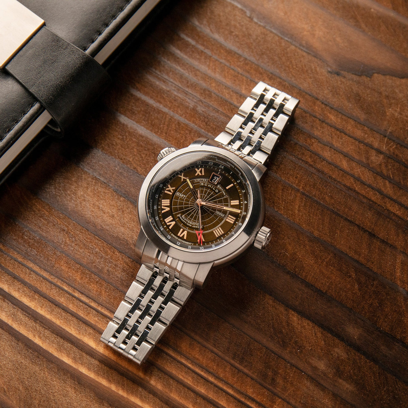 Schild Heinrich Swiss automatic GMT Chocolate Rose Men's Watch SC-1004